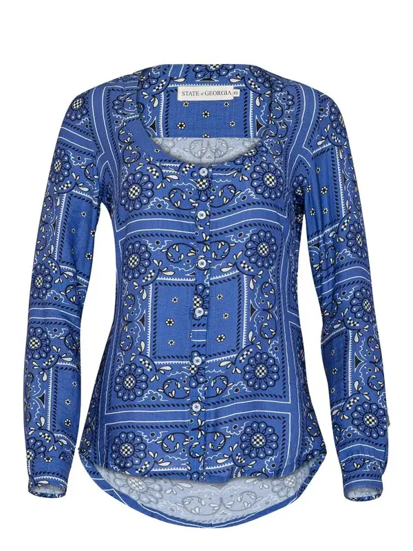 STATE OF GEORGIA The Groove" Bandana Print Fitted Shirt - Blue