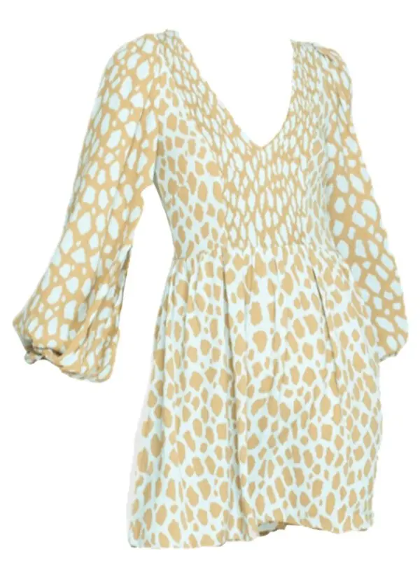 STATE OF GEORGIA Giraffe Print Crepe Swing Dress - White