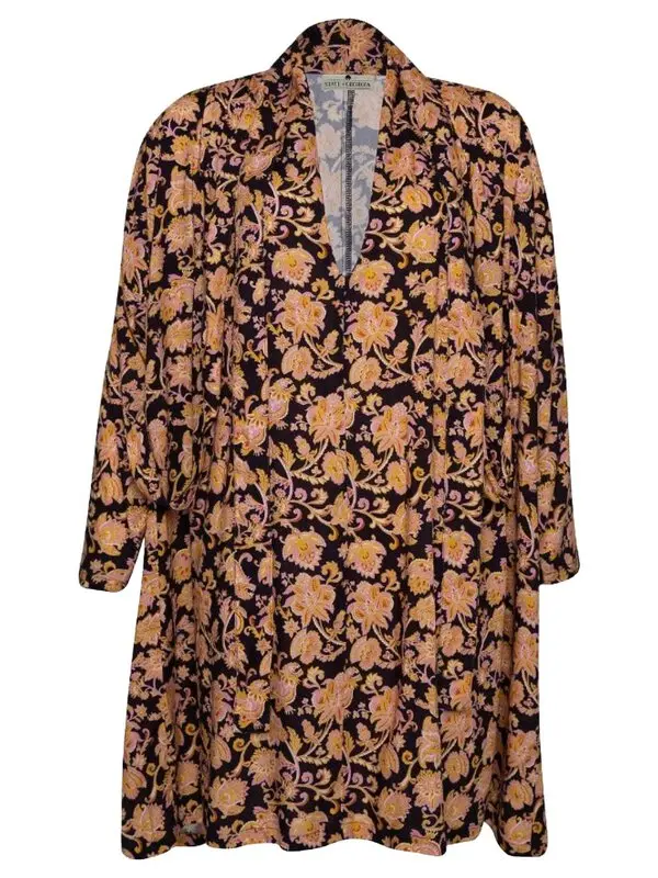 STATE OF GEORGIA Paisley Naga Print Kaftan Dress - Black