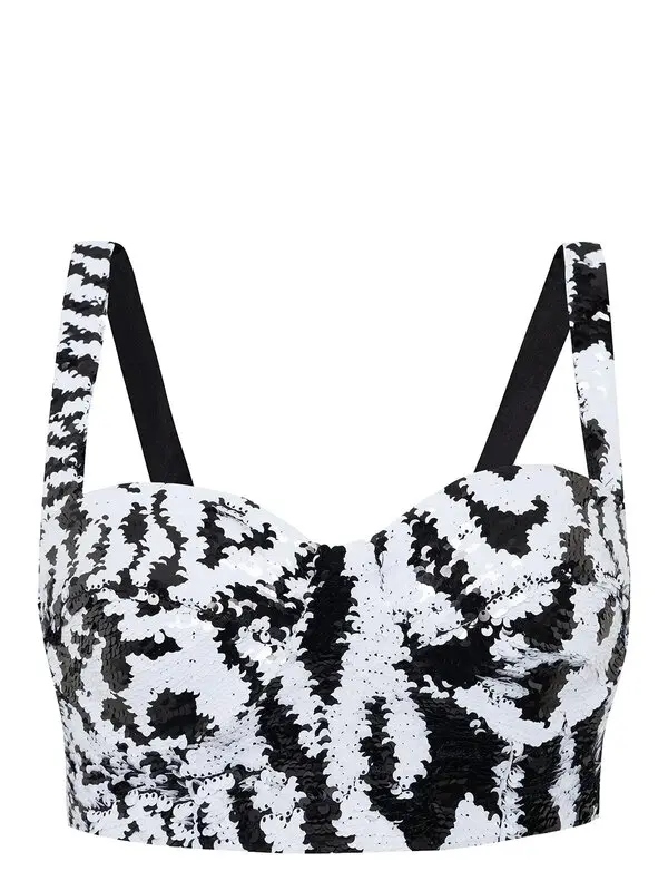 OSCARMORRIS Zebra Sequin Crop Top - Black/white