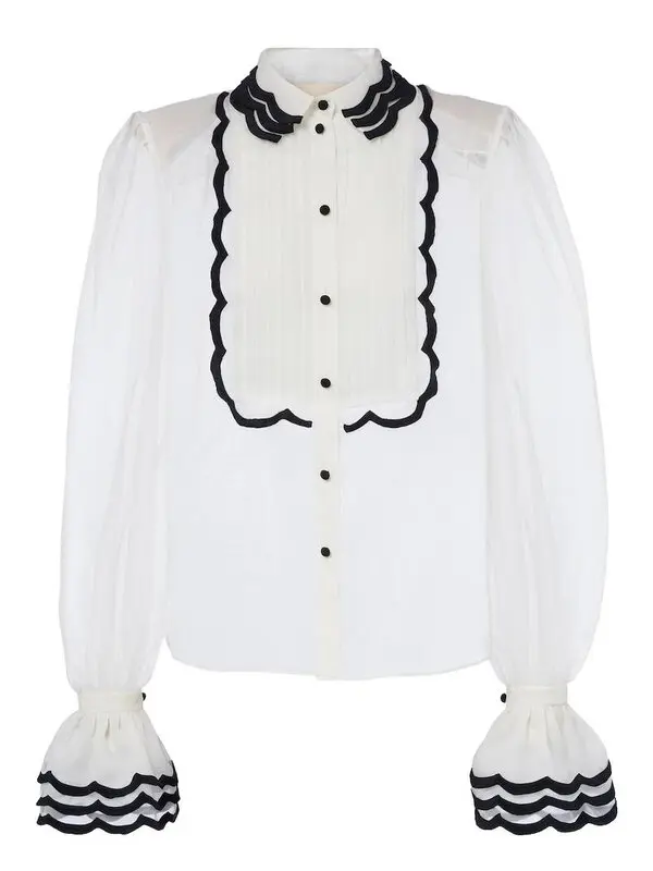 Valentino Garavani Sheer Silk Organza Blouse - White