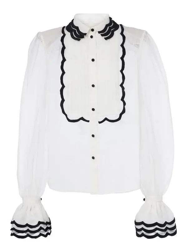 Valentino Garavani Sheer Silk Organza Blouse - White
