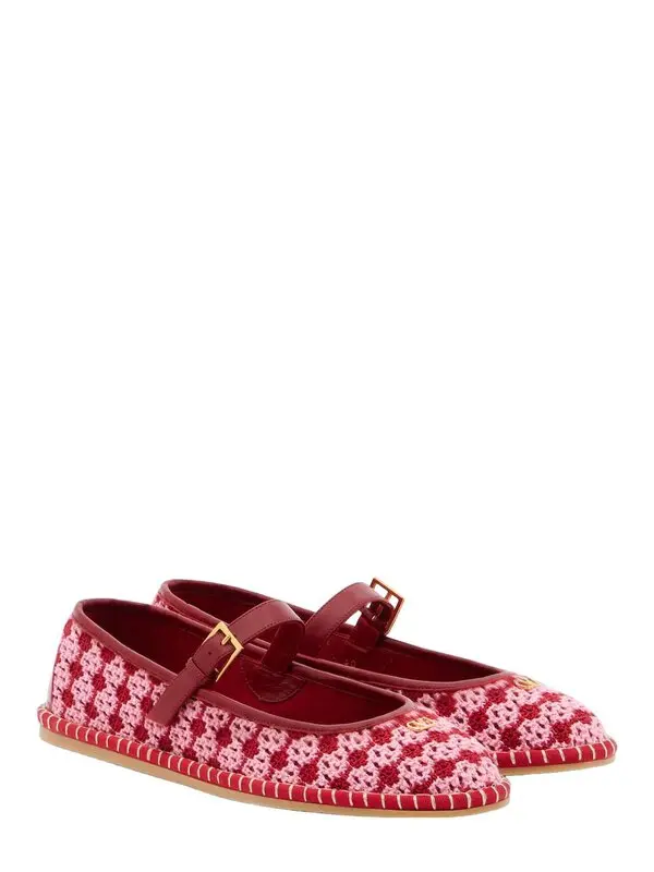 Valentino Garavani La Cruiseette Vlogo Mary Jane Flats - Red