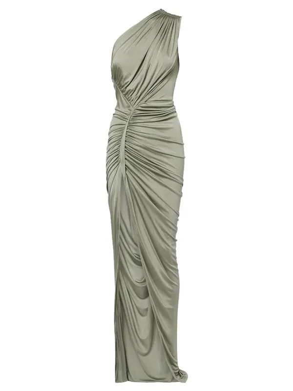 Rick Owens Asymmetric Ruched Jersey Gown - Green