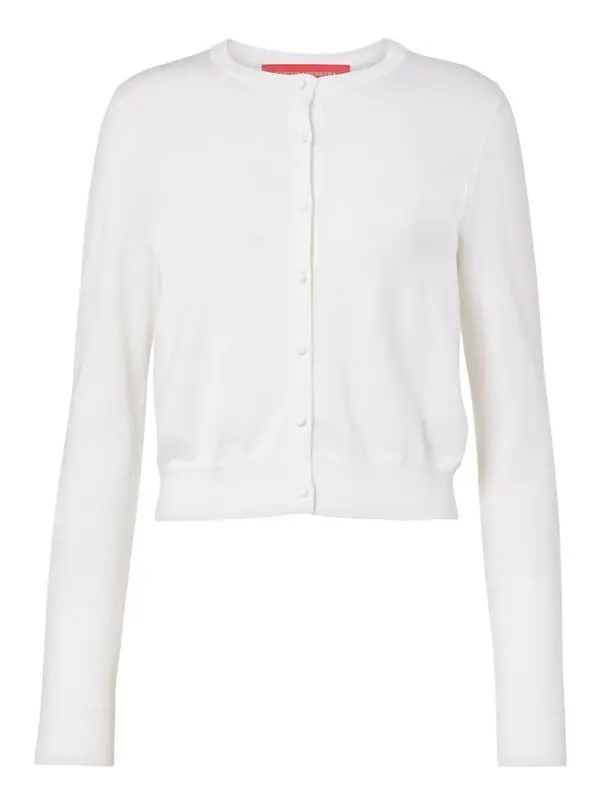 Carolina Herrera Cropped Silk And Cotton Cardigan - White