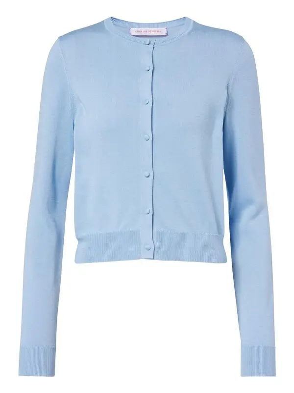Carolina Herrera Cropped Silk And Cotton Cardigan - Blue