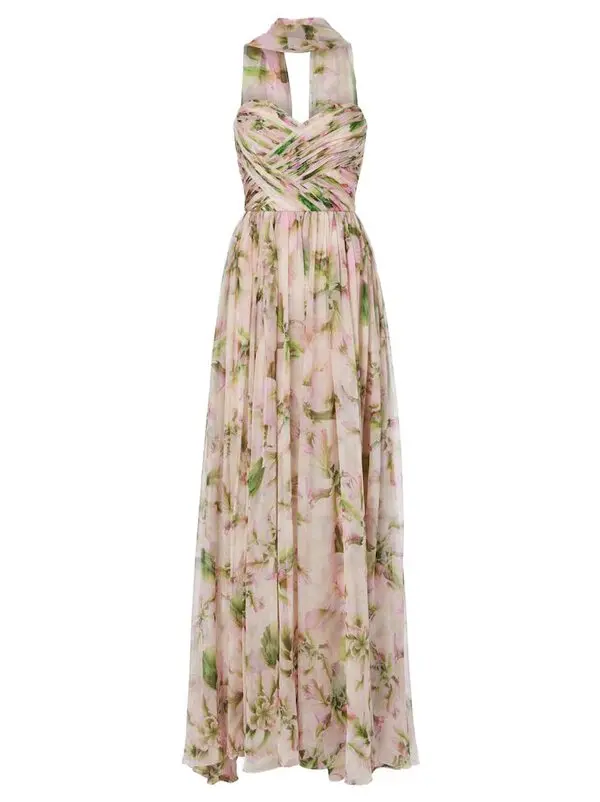 Monique Lhuillier Floral Silk Chiffon Gown - Multicoloured