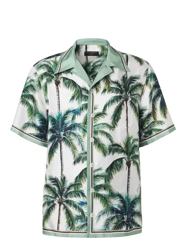 Dolce & Gabbana Printed Silk Twill Shirt - White