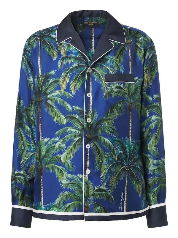 Dolce & Gabbana Printed Silk Twill Shirt - Blue