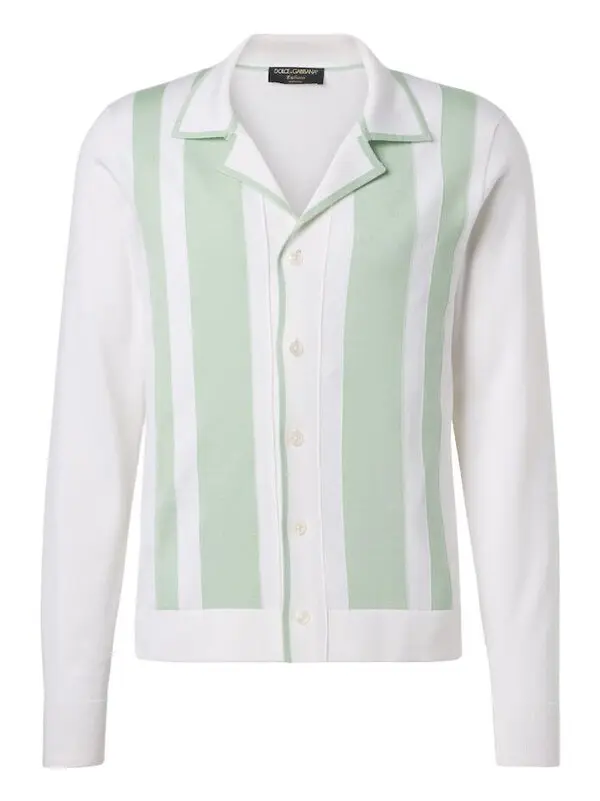 Dolce & Gabbana Striped Wool And Silk Shirt - White