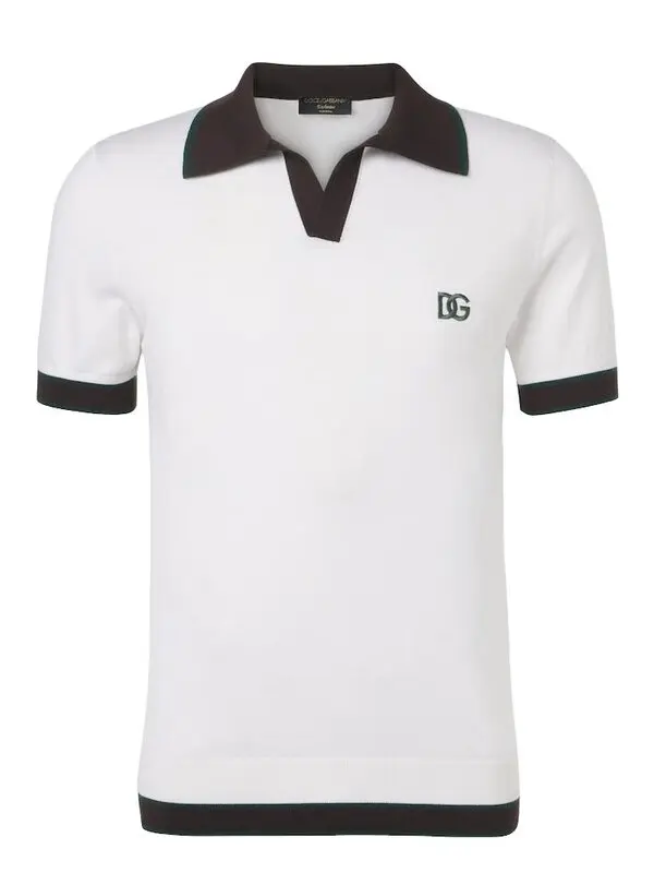 Dolce & Gabbana Dg Wool And Silk Polo Shirt - White