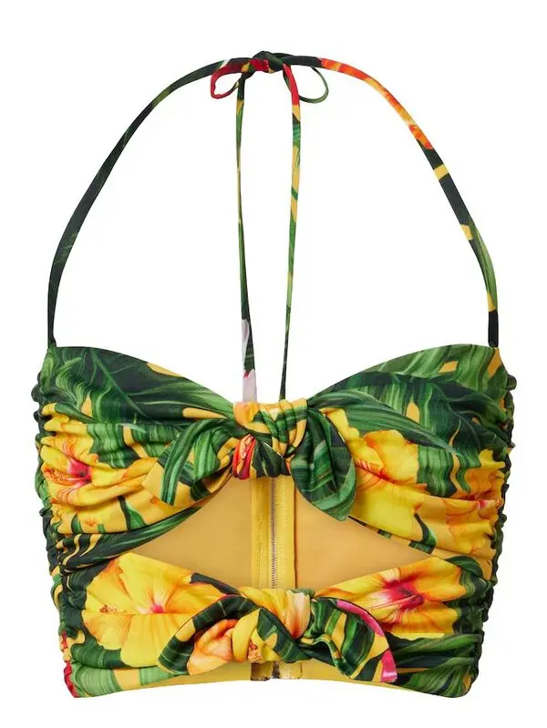 Dolce & Gabbana Cutout Floral Halterneck Crop Top - Multicoloured