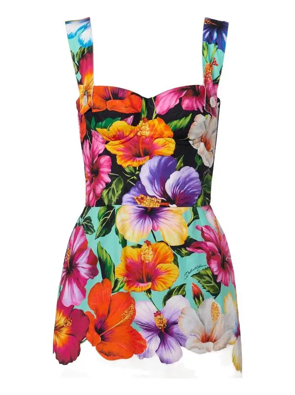 Dolce & Gabbana Floral Cotton Mini Dress - Multicoloured