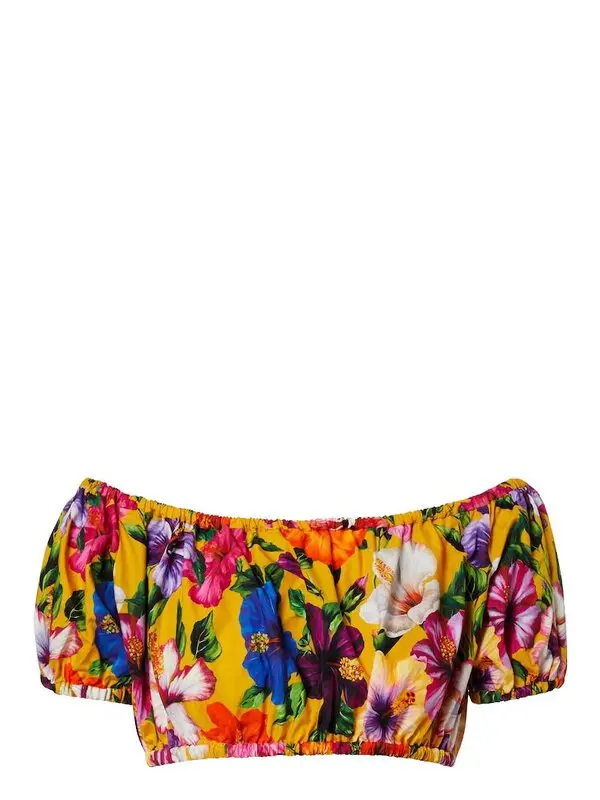 Dolce & Gabbana Off-the-shoulder Floral Cotton Crop Top - Multicoloured