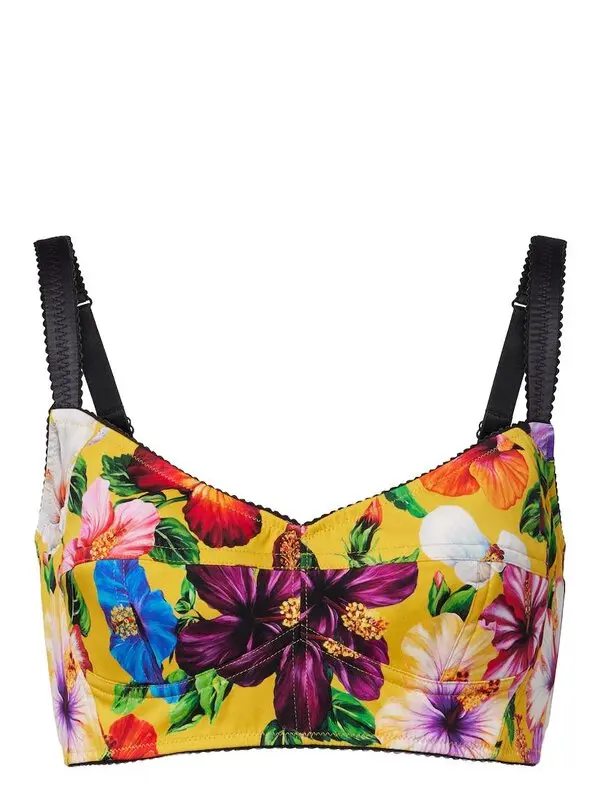 Dolce & Gabbana Floral Silk-blend Crop Top - Multicoloured