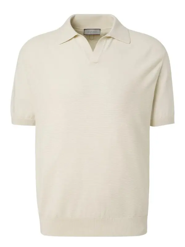 Canali Cotton And Silk Polo Shirt - Beige