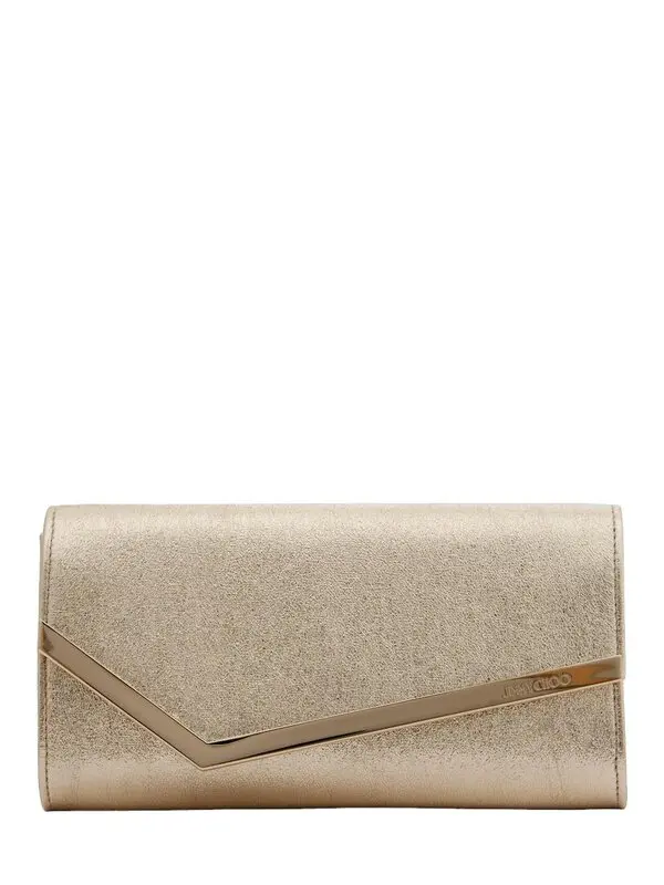 JIMMY CHOO Emmie Small Metallic Leather Clutch - Gold