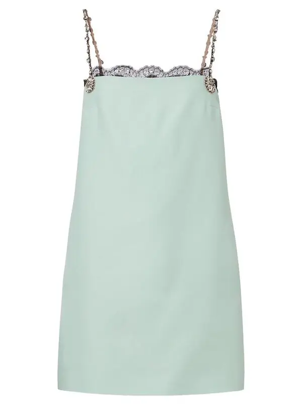 Valentino Garavani Crepe Couture Embellished Mini Dress - Green