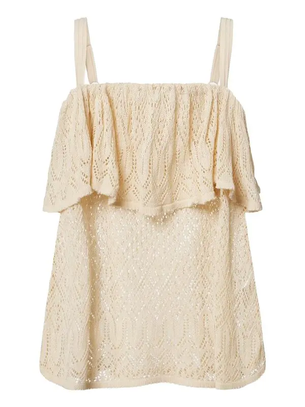 Zimmermann Mahon Knitted Lace Top - Beige
