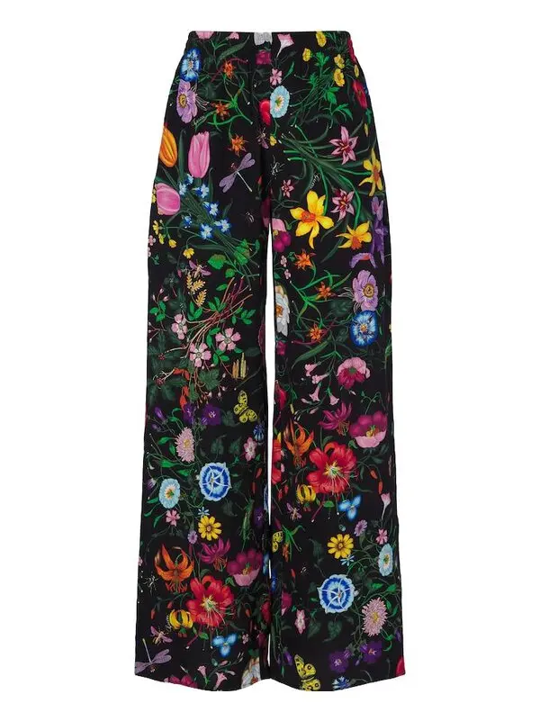 Gucci Flora Silk Palazzo Pants - Multicoloured