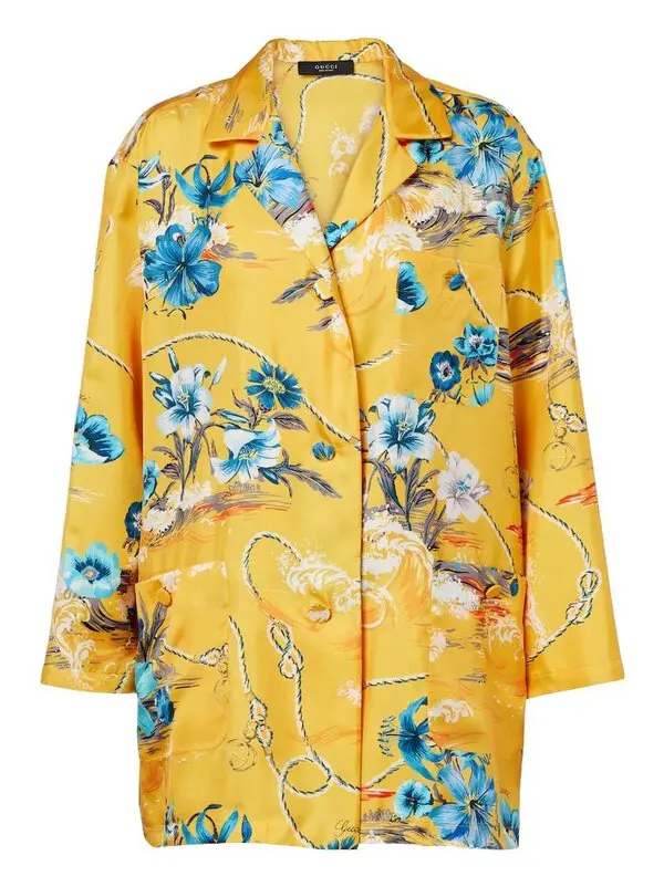 Gucci Floral Silk Twill Shirt - Yellow