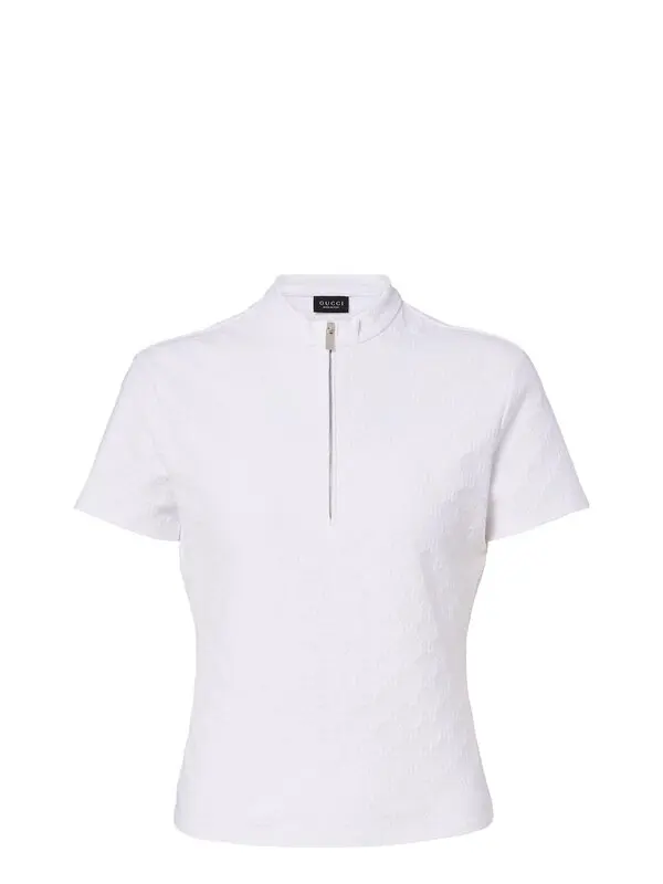 Gucci Gg Jersey Jacquard Half-zip Top - White