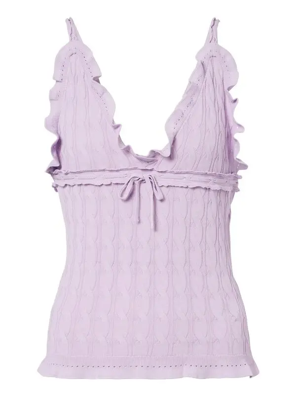 Gucci Ruffled Cable-knit Top - Purple