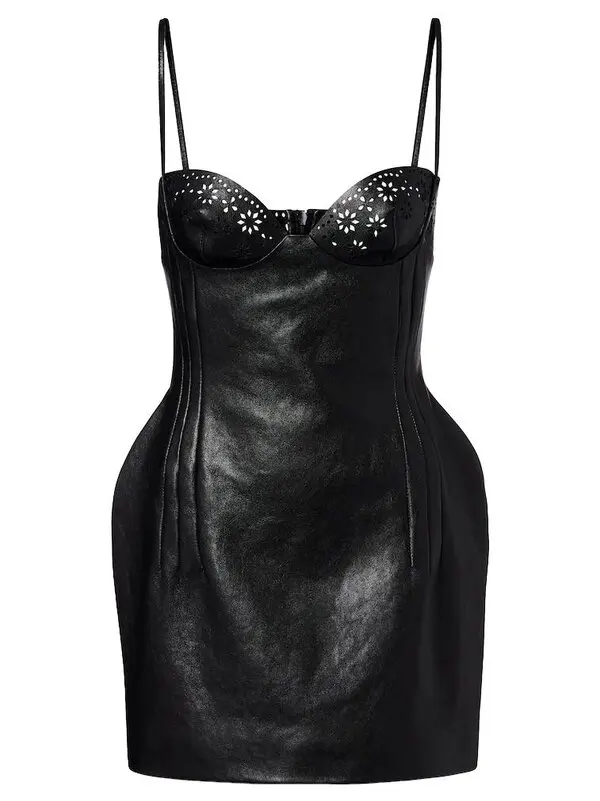 Magda Butrym Ivory Glow Leather Mini Dress - Black