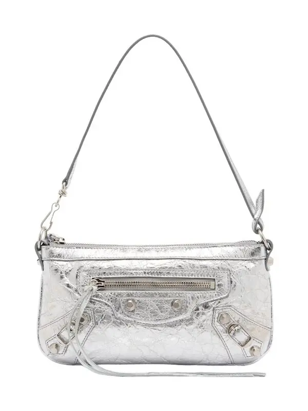 Balenciaga Le City Metallic Leather Shoulder Bag - Silver