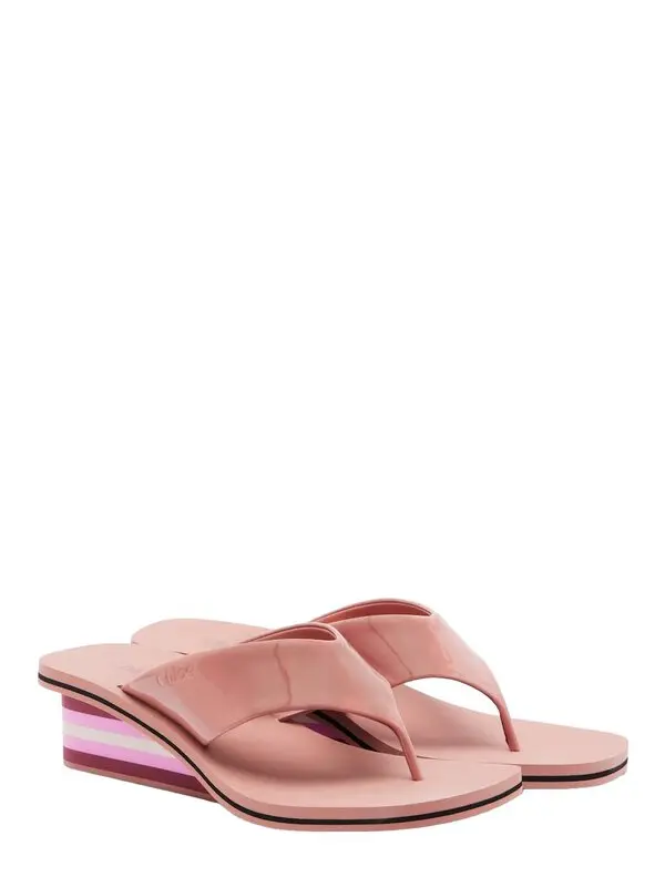 Chloé Leather Wedge Thong Sandals - Pink