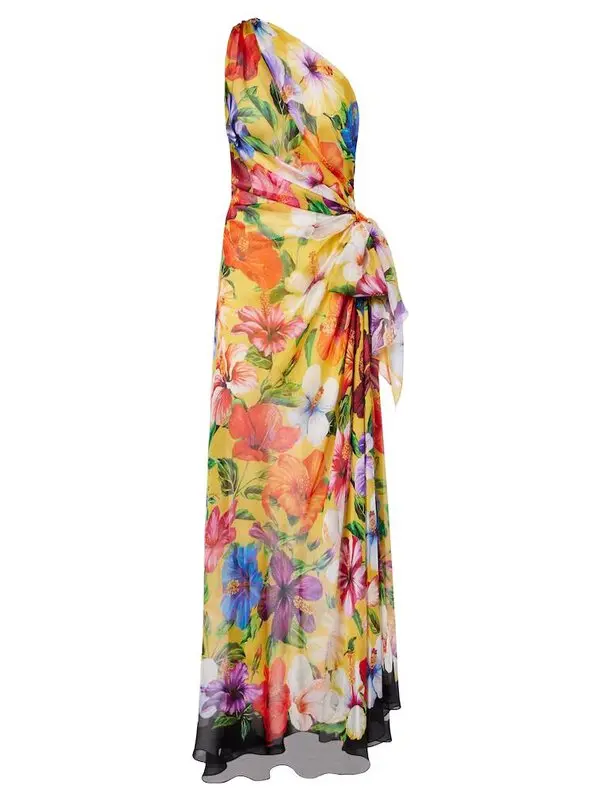 Dolce & Gabbana Floral One-shoulder Silk Maxi Gown - Multicoloured