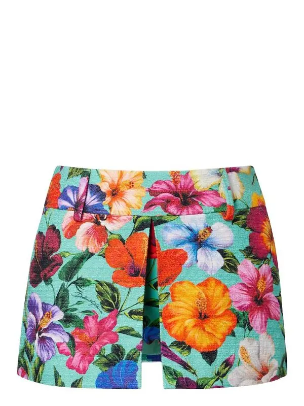 Dolce & Gabbana Floral Printed Cotton Blend Shorts - Multicoloured