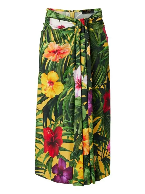 Dolce & Gabbana Draped Floral Midi Skirt - Multicoloured
