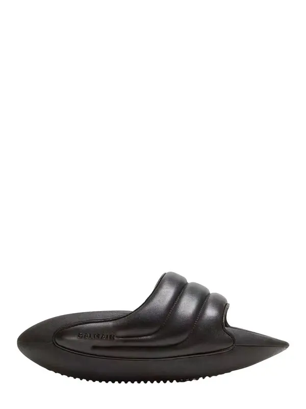 Balmain Quilted Platform Slides - Black
