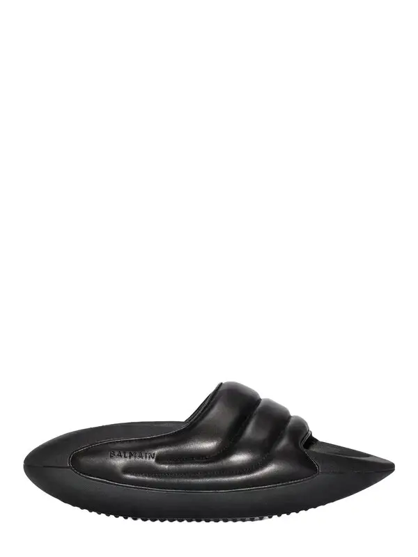 Balmain Quilted Slides - Black