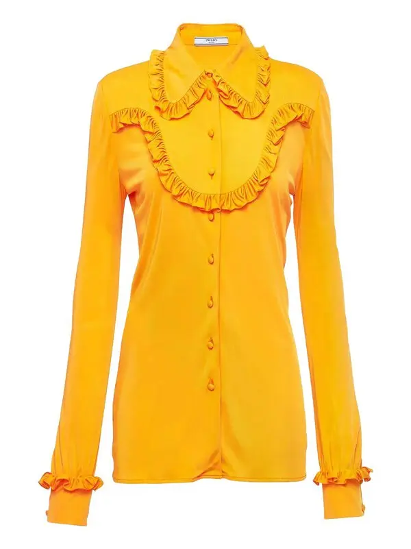 Prada Ruffled Button-up Shirt - Orange
