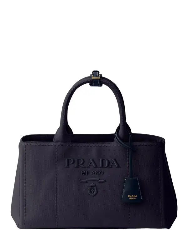 Prada Large Cotton Canvas Jardinière Handbag - Blue