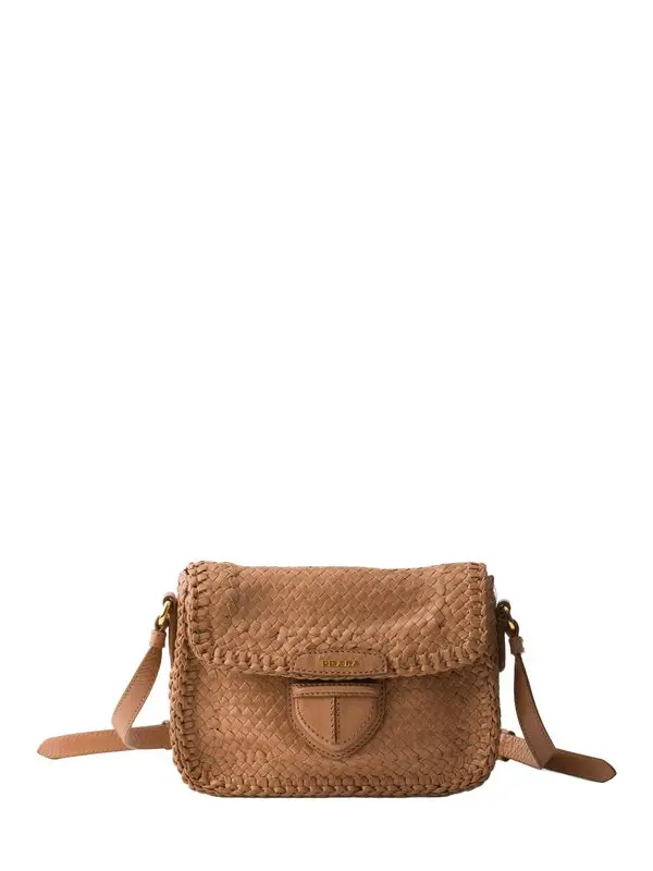Prada Woven Leather Mini Shoulder Bag - Neutral