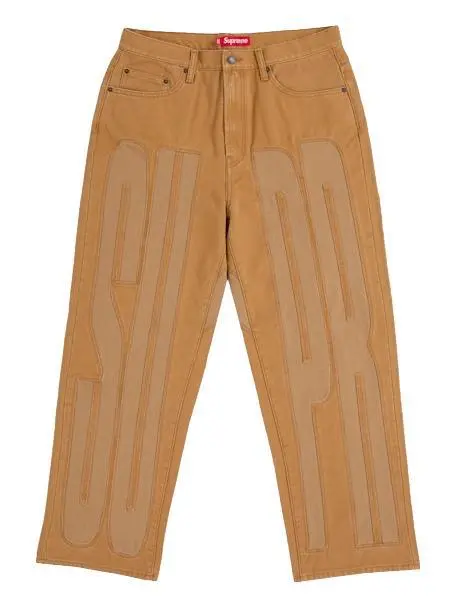 Supreme Inset Spellout Baggy Jean - Brown