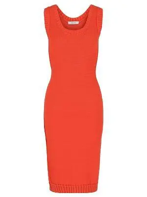 FERRAGAMO Sleeveless Ribbed Midi Dress - Orange