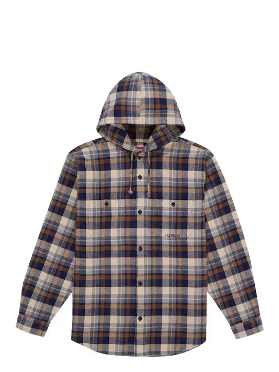 Supreme Hooded Flannel Shirt - Brown