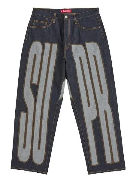 Supreme Inset Spellout Baggy Jean - Rigid Indigo