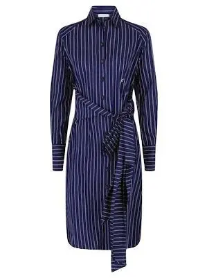 FERRAGAMO Striped Shirt Dress - Navy Blue