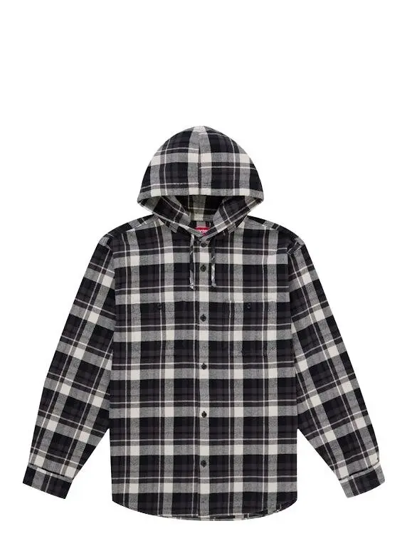 Supreme Hooded Flannel Shirt - Black
