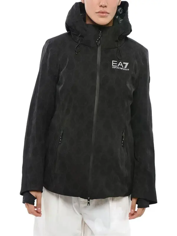 Giorgio Armani Graphic Print Hooded Jacket - Black