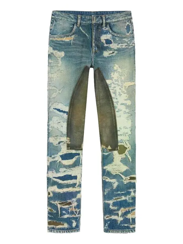 Givenchy Distressed Patch-detail Jeans - Blue