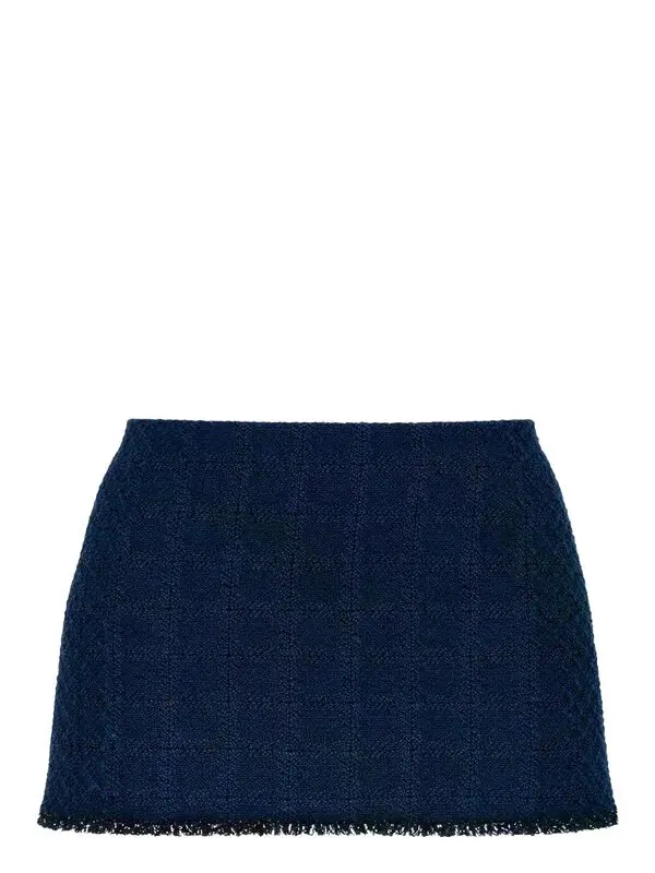 Givenchy Tweed Mini Skirt With Frayed Hem - Blue