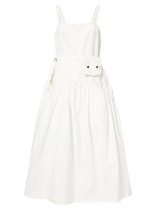 DAMSON MADDER Campbell Lace-insert Cotton Midi Dress - White