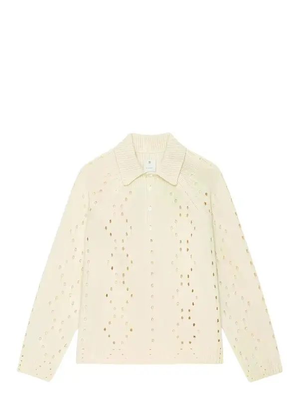 Givenchy Openwork Knit Polo Collar Jumper - Neutrals