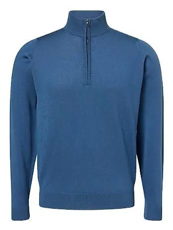 John Smedley Tapton Half-zip Wool Jumper - Teal Firth